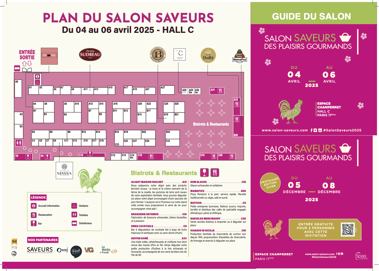 Plan du salon printemps 2025 - Salon Saveurs des Plaisirs Gourmands